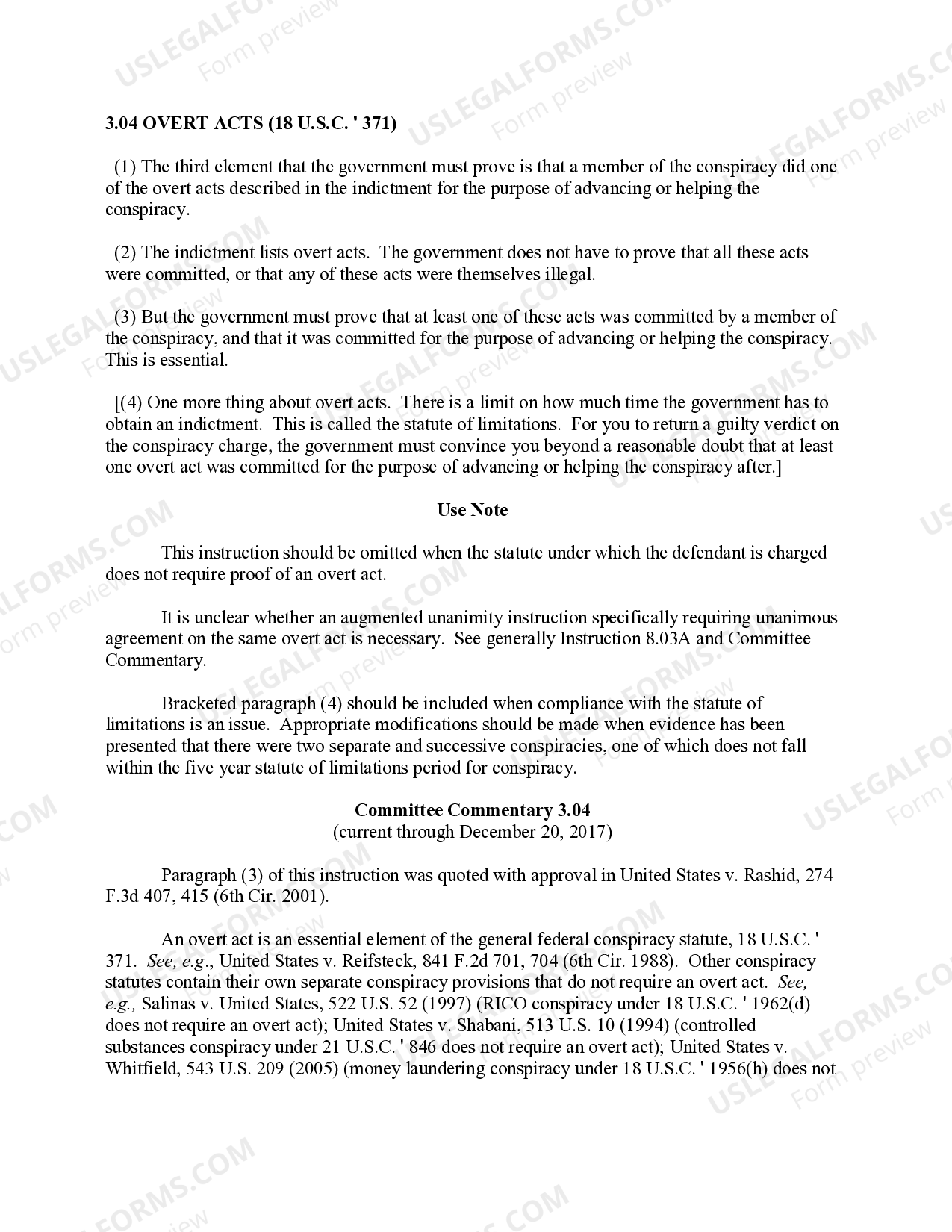 OVERT ACTS (18 U.S.C. ' 371) | US Legal Forms