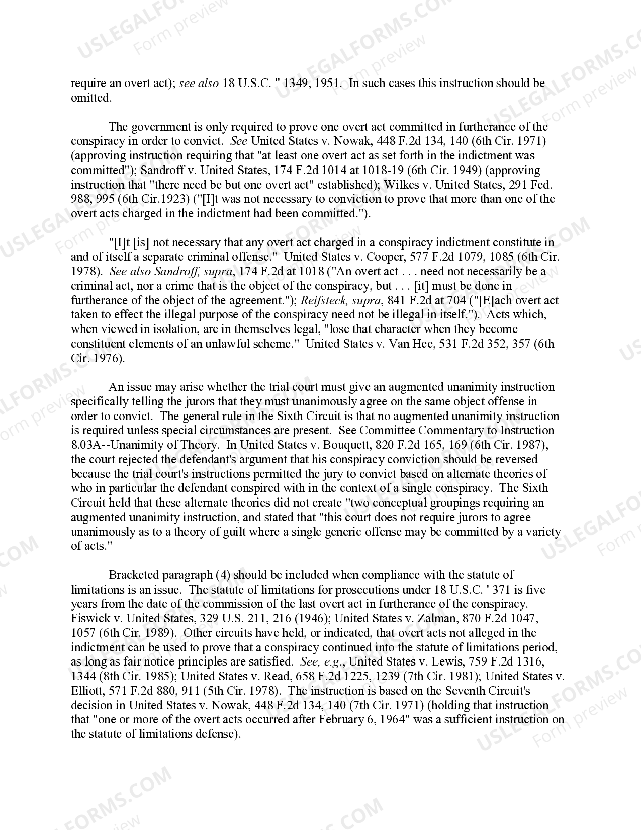 OVERT ACTS (18 U.S.C. ' 371) | US Legal Forms