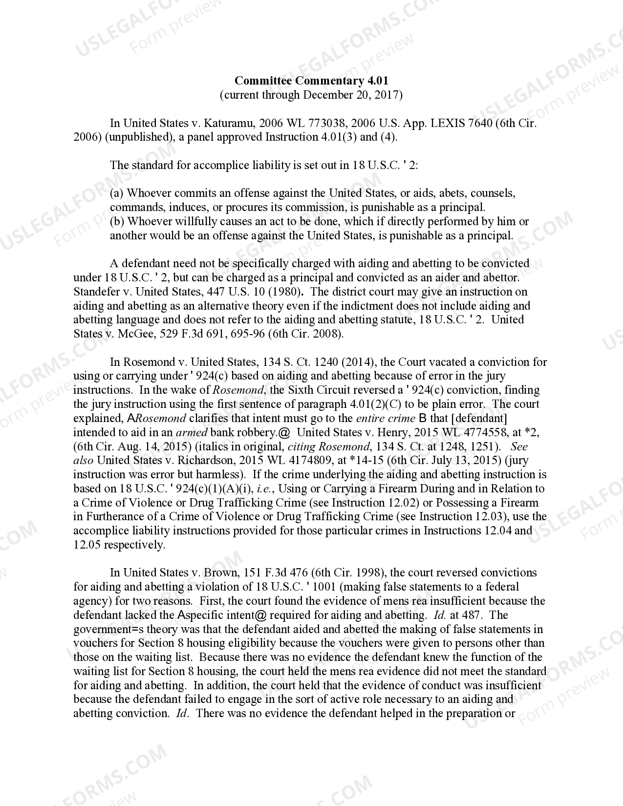 AIDING AND ABETTING | US Legal Forms