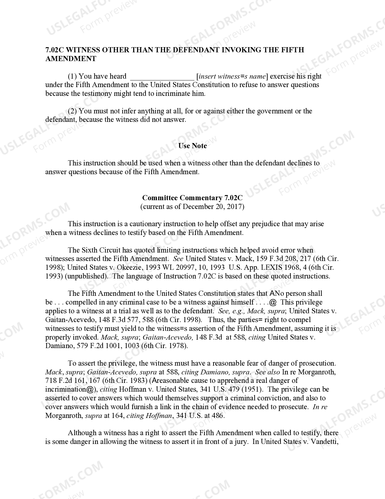 WITNESS OTHER THAN THE DEFENDANT INVOKING THE FIFTH AMENDMENT | US ...