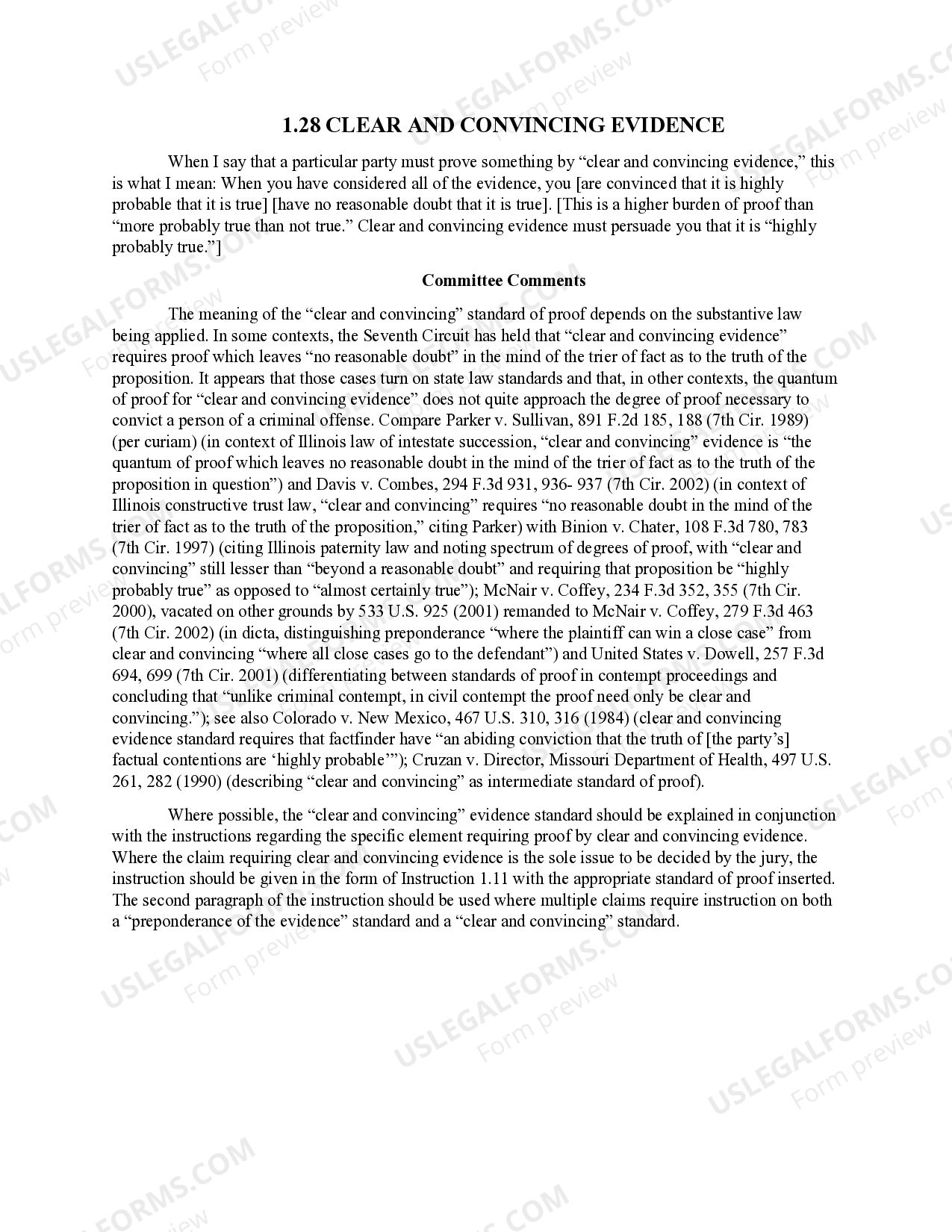 1.28 Clear and Convincing Evidence . | US Legal Forms