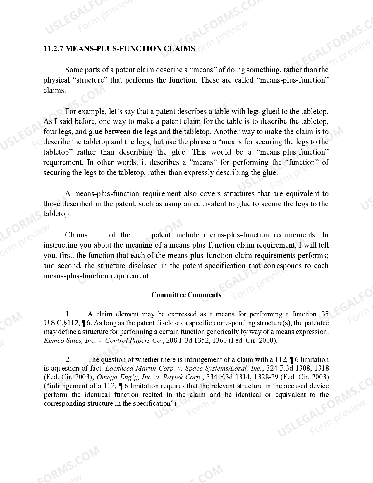 11.2.7 Means-Plus-Function Claims . | US Legal Forms
