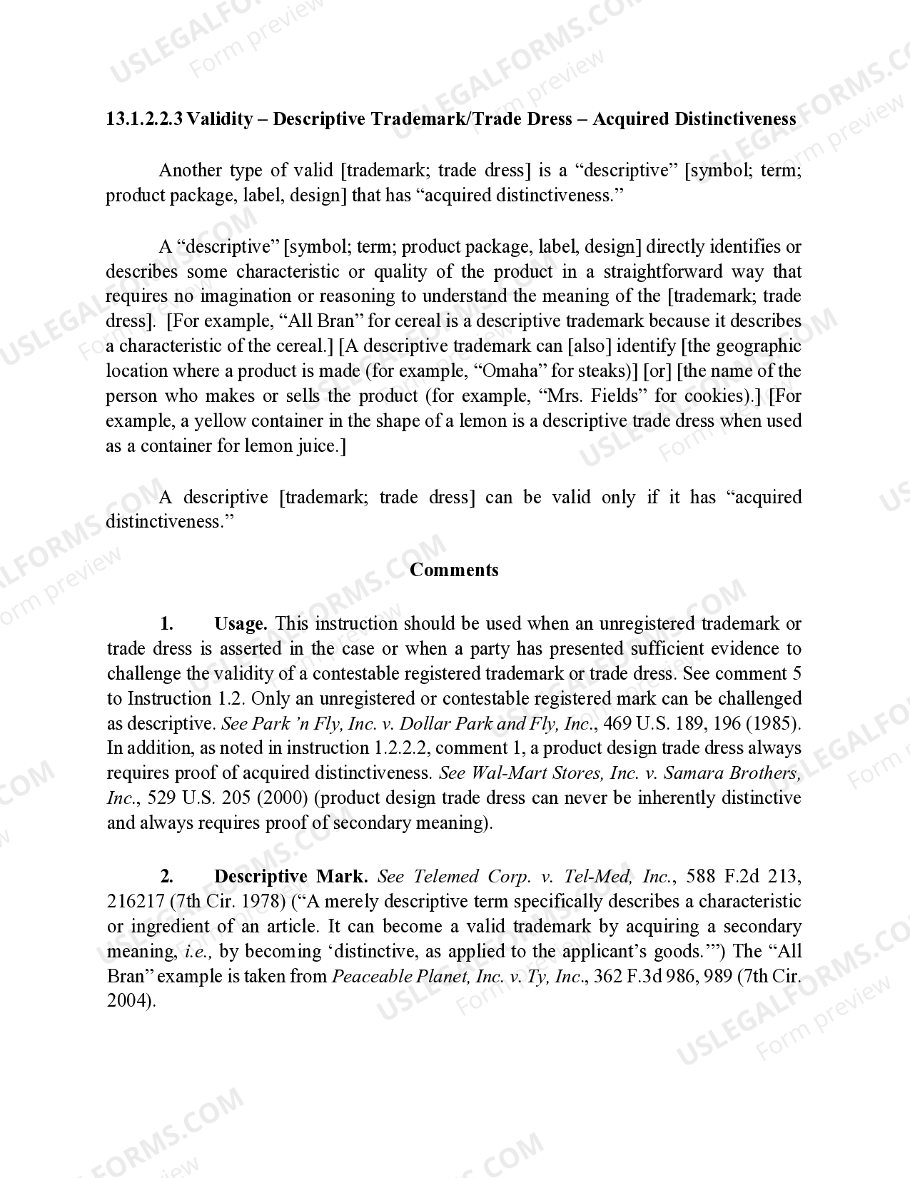 13.1.2.2.3 Validity - Descriptive Trademark/Trade Dress - Acquired ...