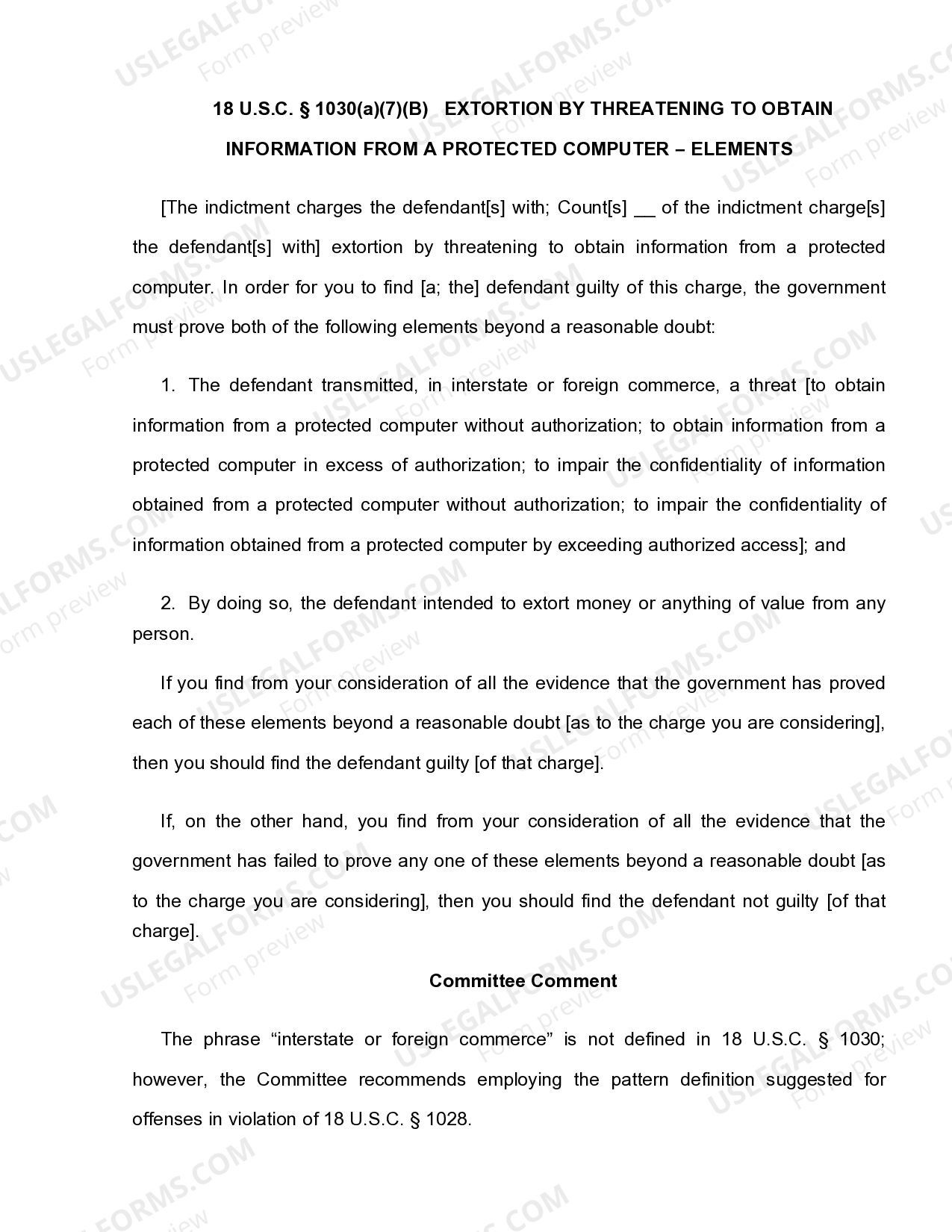 18 U.S.C. Sec. 1030(A)(7)(B) EXTORTION BY THREATENING TO OBTAIN ...