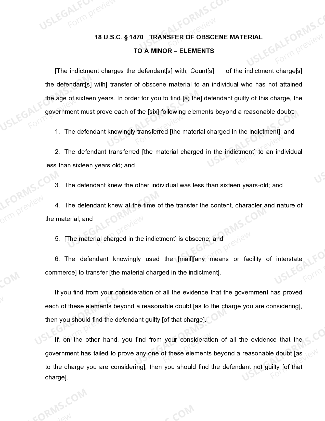 18 U.S.C. Sec. 1470 TRANSFER OF OBSCENE MATERIAL TO A MINOR | US Legal ...