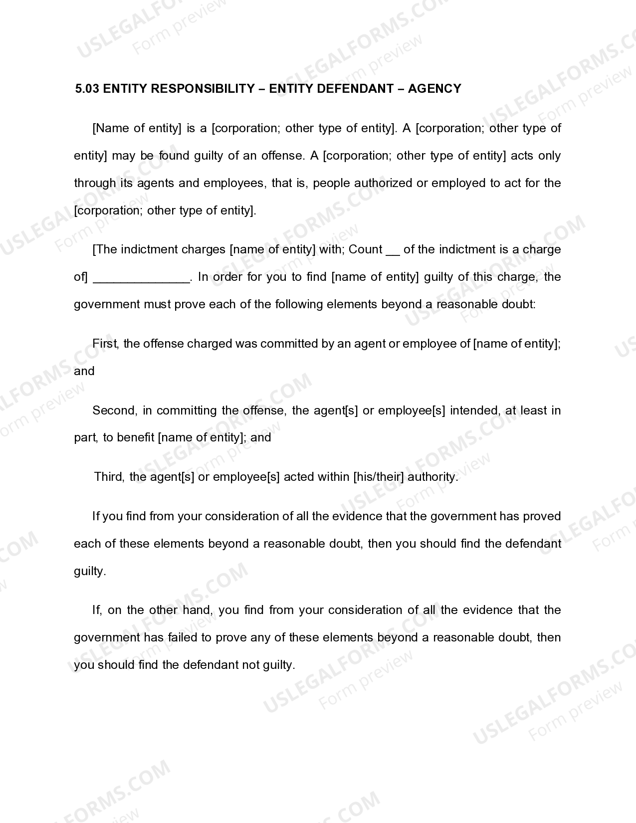 5.03 ENTITY RESPONSIBILITY - ENTITY DEFENDANT - AGENCY | US Legal Forms