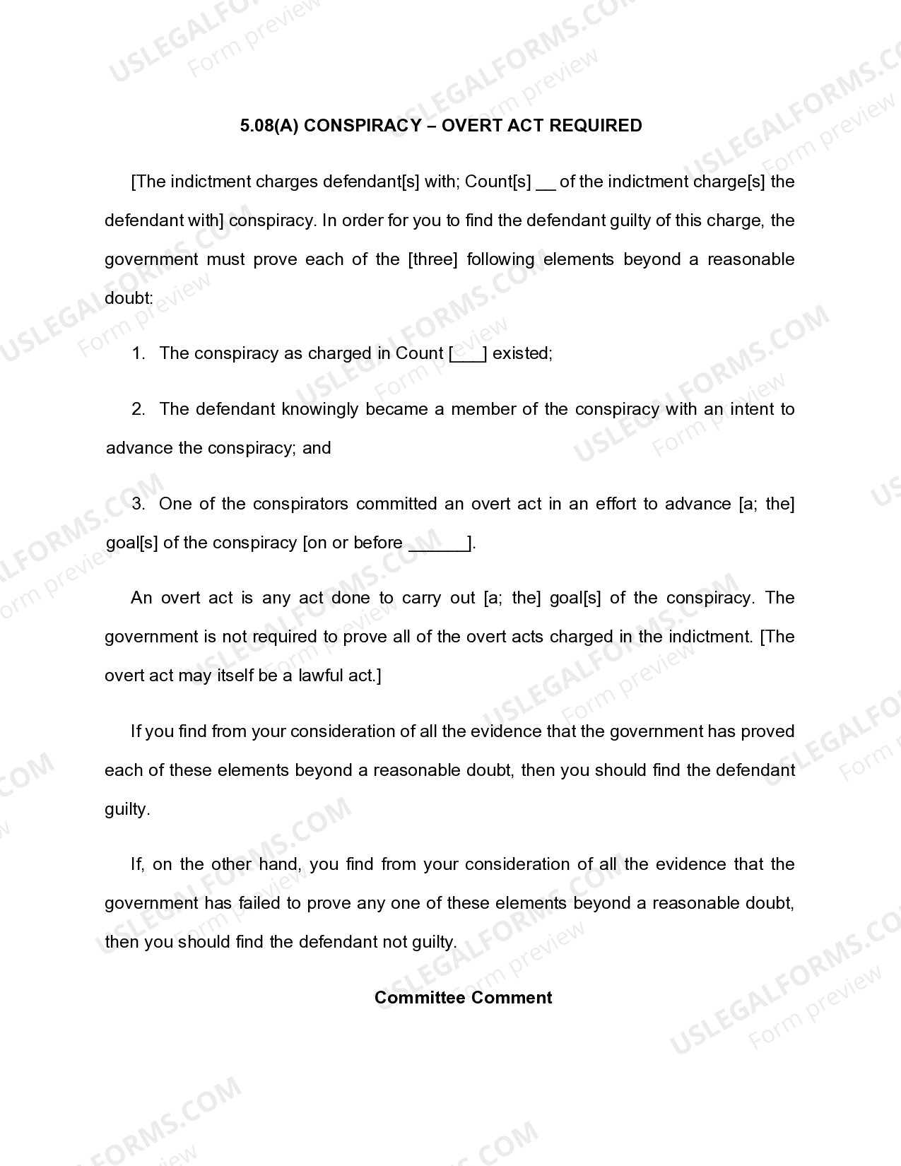 5.08(A) CONSPIRACY - OVERT ACT REQUIRED | US Legal Forms