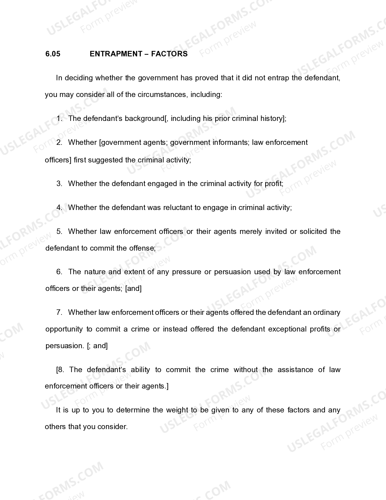 6.05 ENTRAPMENT - FACTORS | US Legal Forms