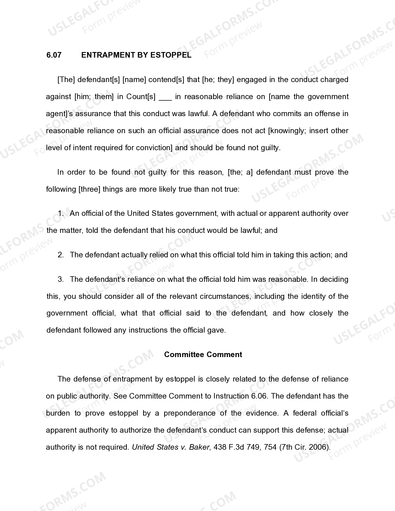 6.07 ENTRAPMENT BY ESTOPPEL | US Legal Forms