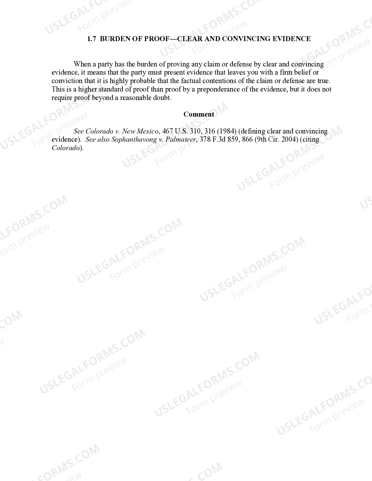1.7 Burden of Proof-Clear and Convincing Evidence | US Legal Forms