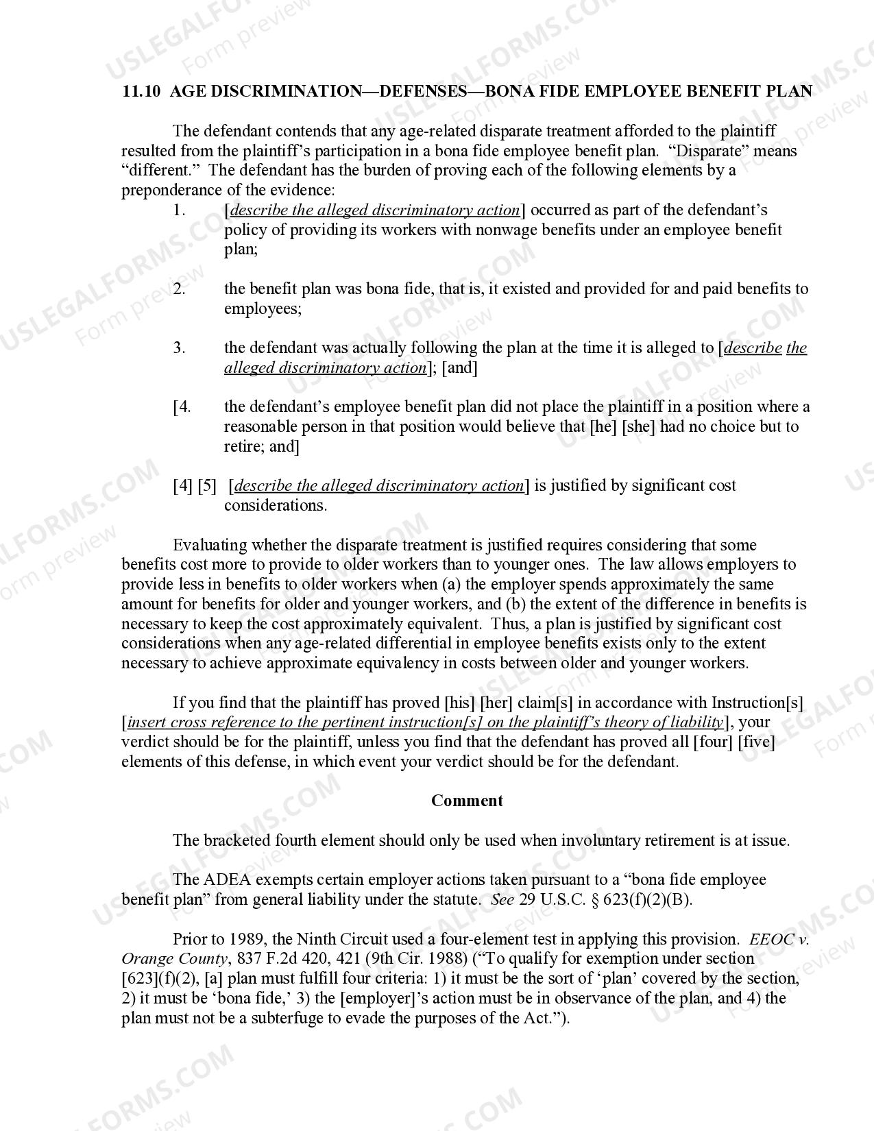 11.10 Age Discrimination-Defenses-Bona Fide Employee Benefit Plan | US ...