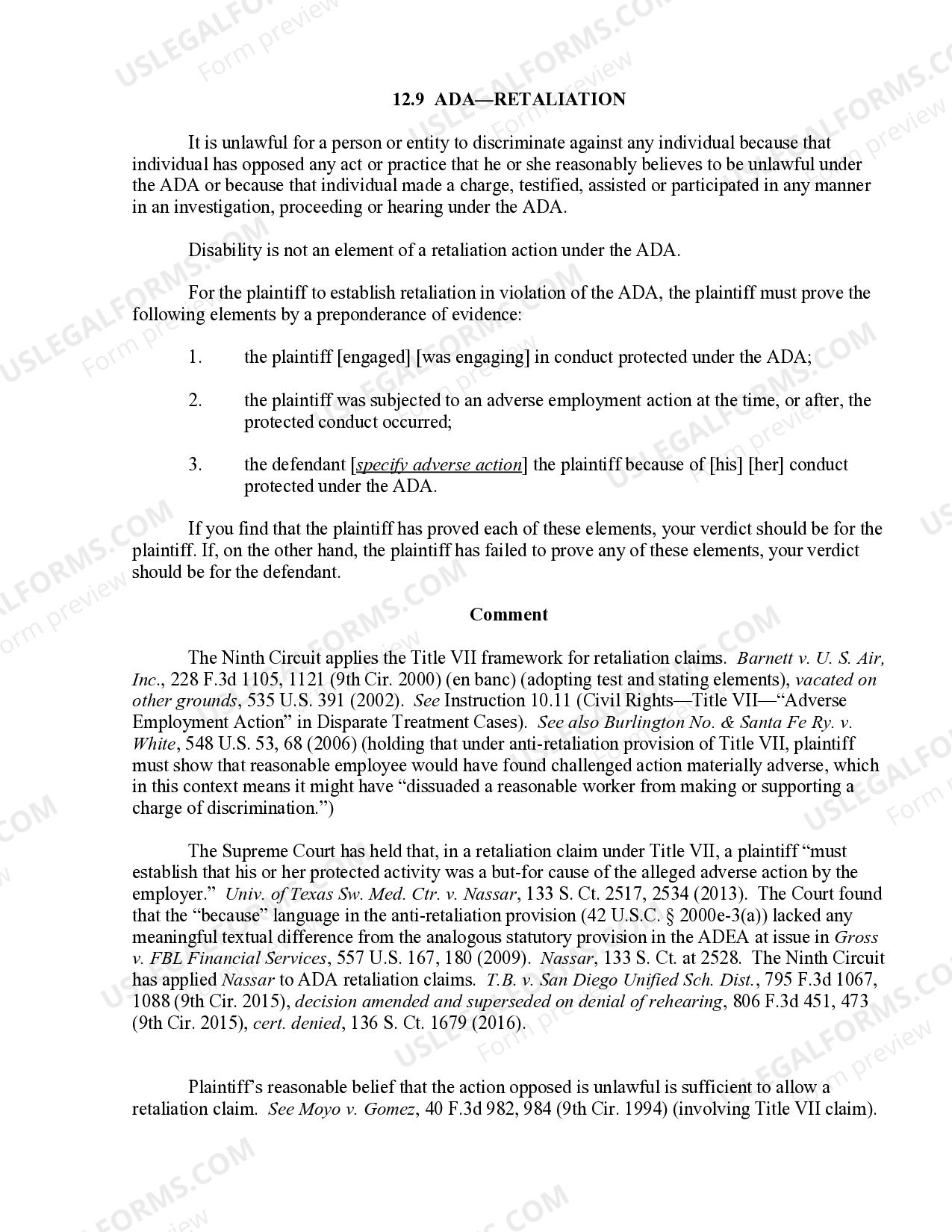 12.9 ADA-Retaliation | US Legal Forms