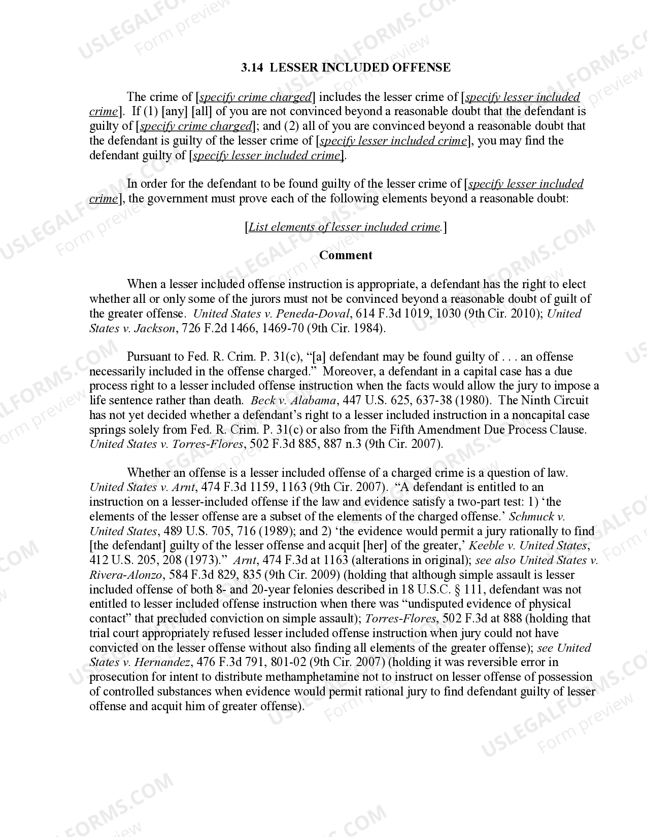 3.14 Lesser Included Offense | US Legal Forms