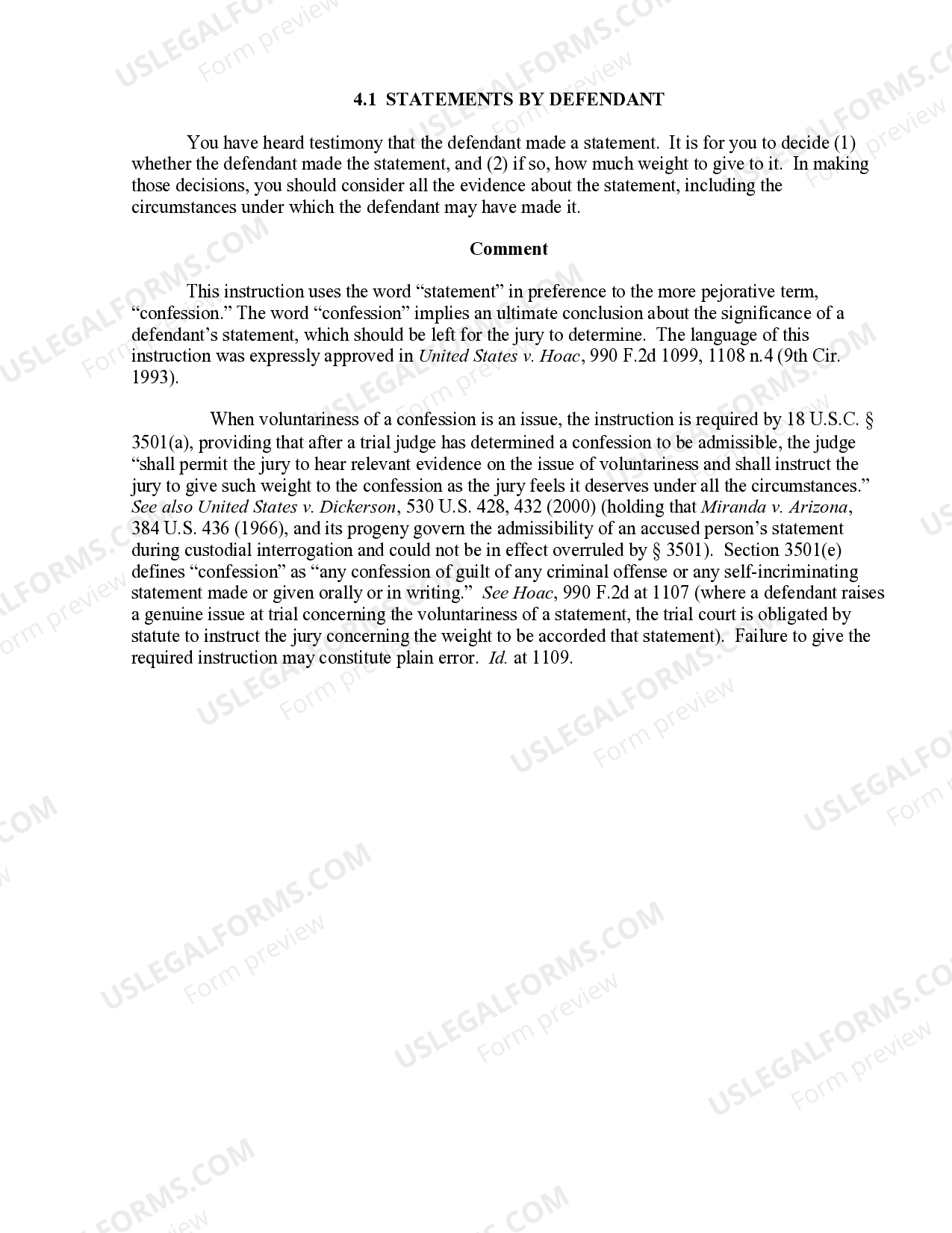 4.1 Statements by Defendant. | US Legal Forms