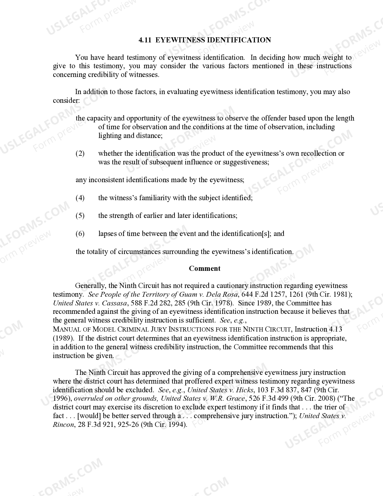 4.11 Eyewitness Identification | US Legal Forms