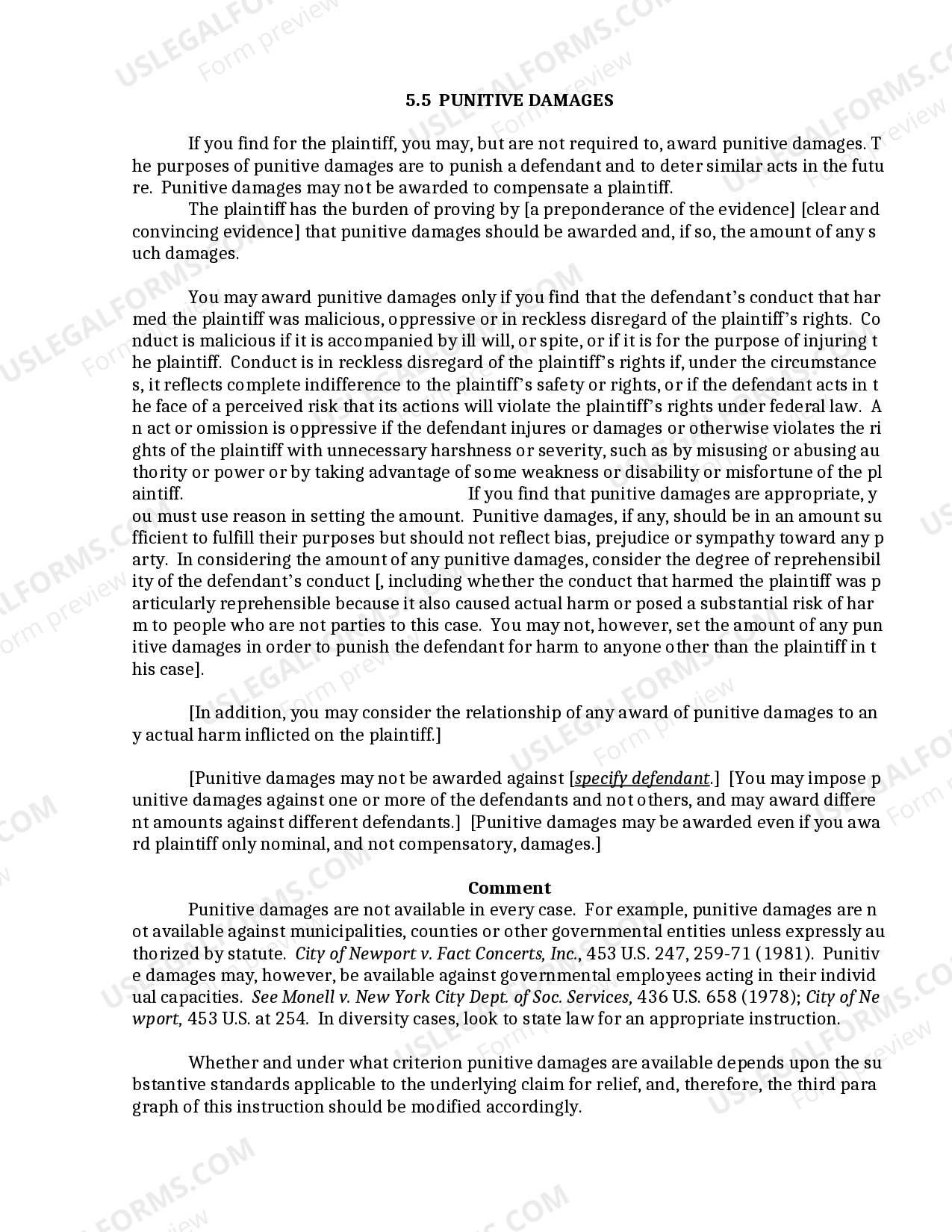 5.5 Punitive Damages | US Legal Forms