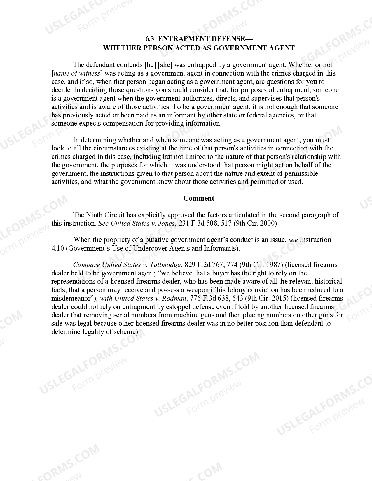 6.3 Entrapment Defense-Whether Person Acted as Government Agent | US ...