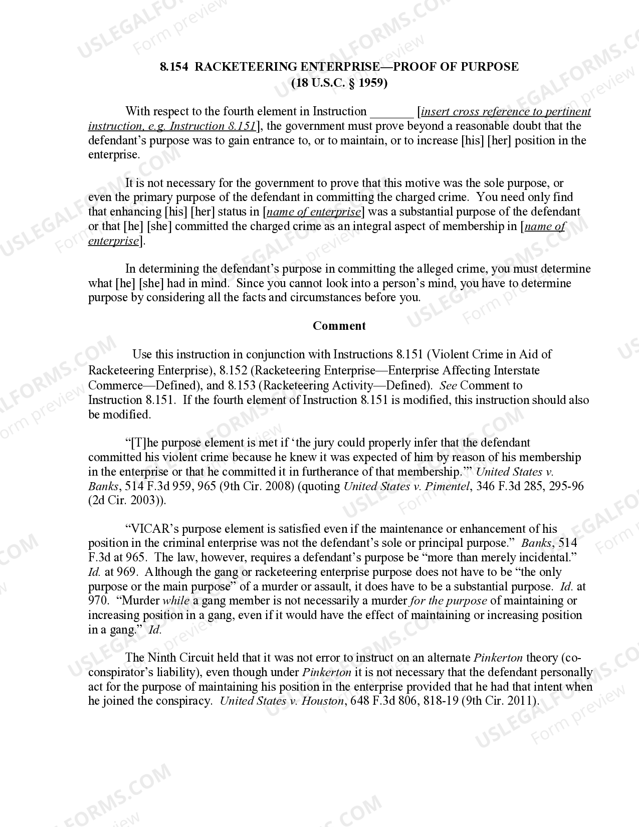 8.154 Racketeering Enterprise-Proof of Purpose (18 U.S.C. Sec. 1959 ...