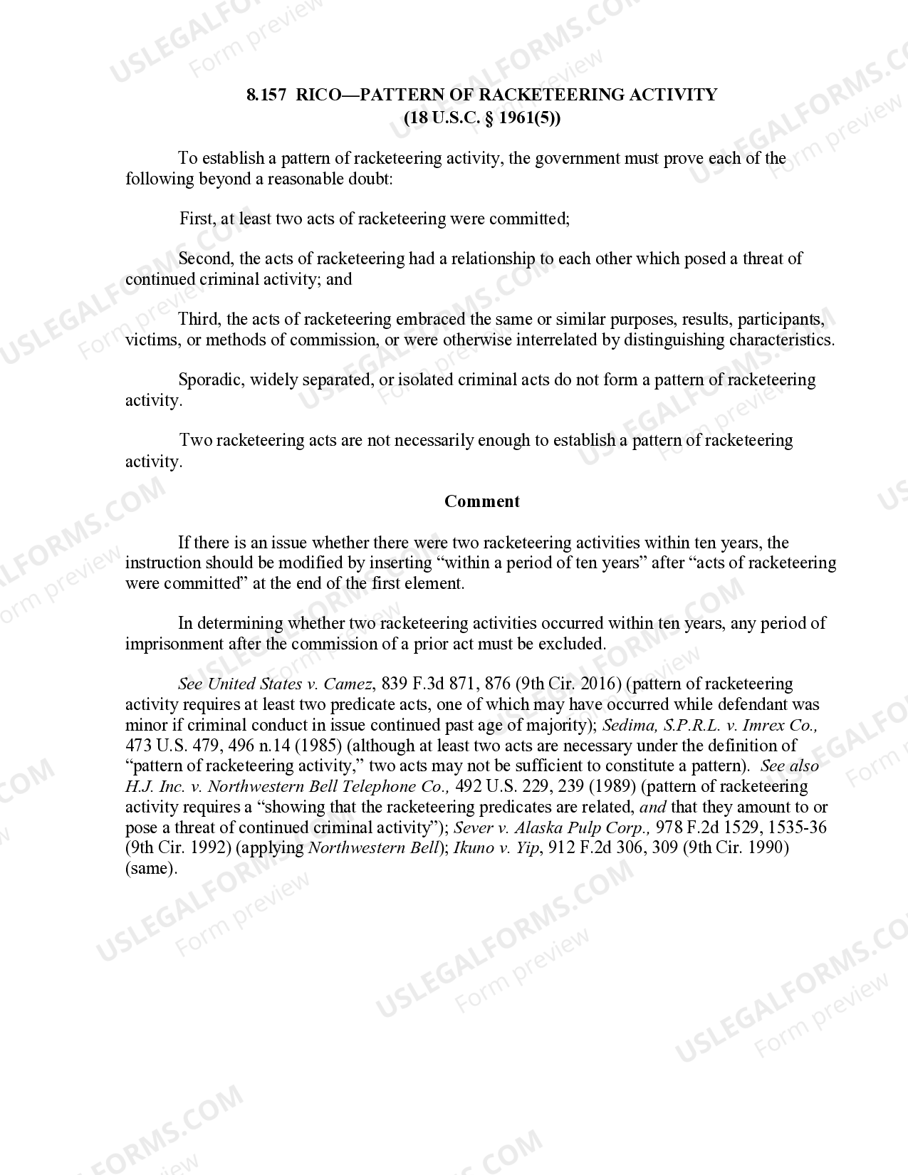 8.157 RICO-Pattern of Racketeering Activity (18 U.S.C. Sec. 1961(5 ...