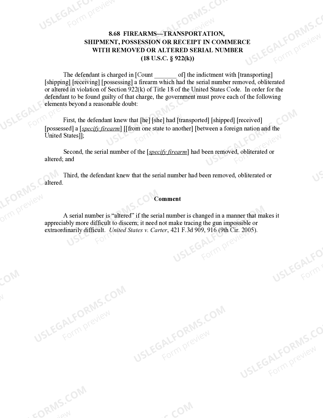 8.68 Firearms-Transportation, Shipment, Possession or Receipt in ...