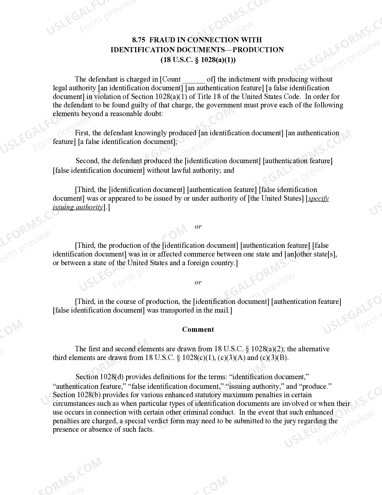 8.75 Fraud in Connection With Identification Documents-Production (18 U ...
