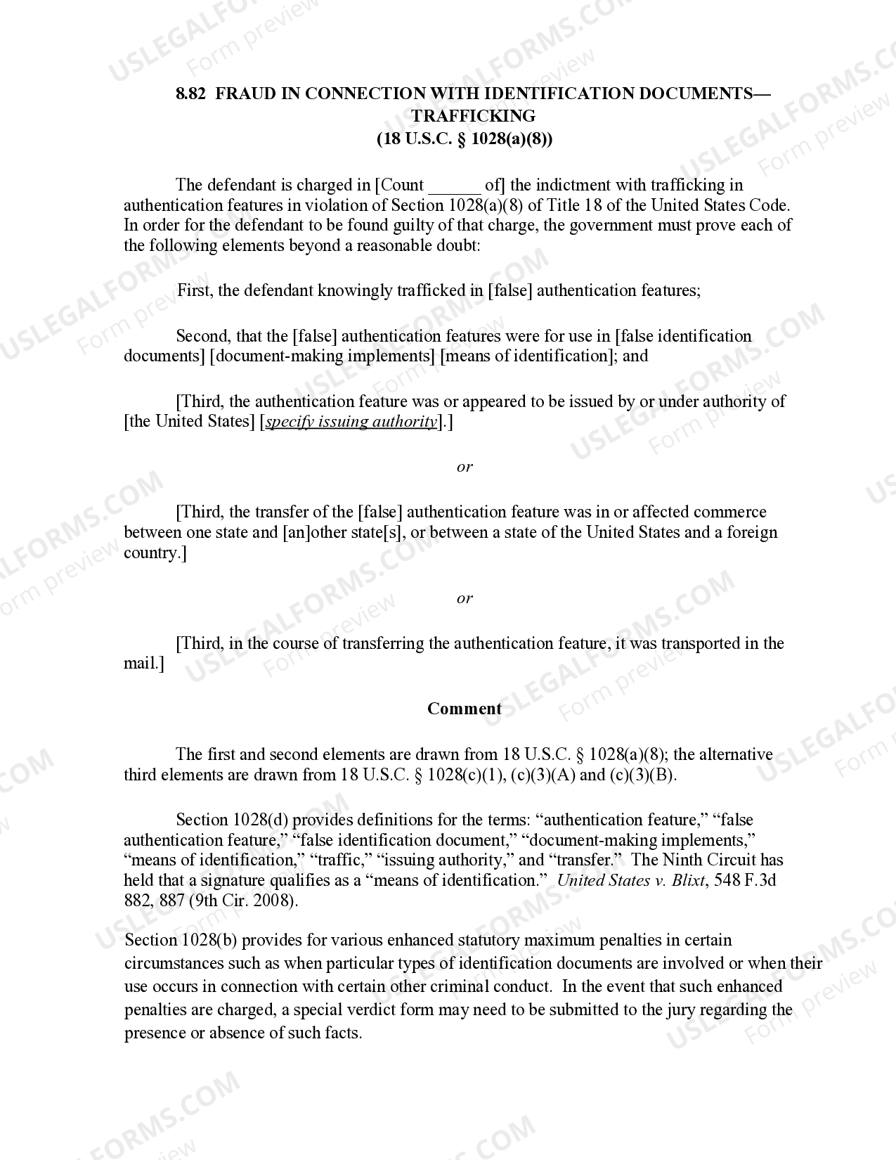 8.82 Fraud in Connection With Identification Documents-Trafficking (18 ...