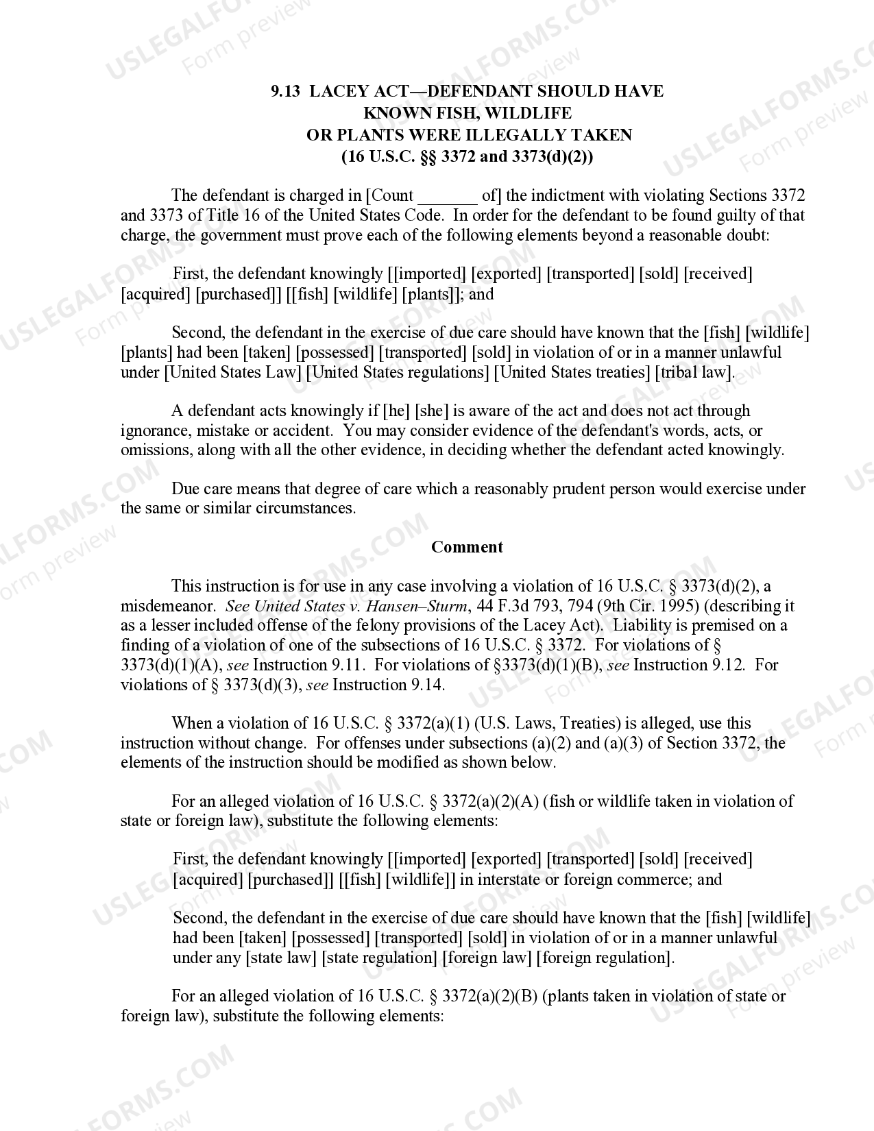 9.13 Lacey Act-Defendant Should Have Known That Fish, Wildlife or ...