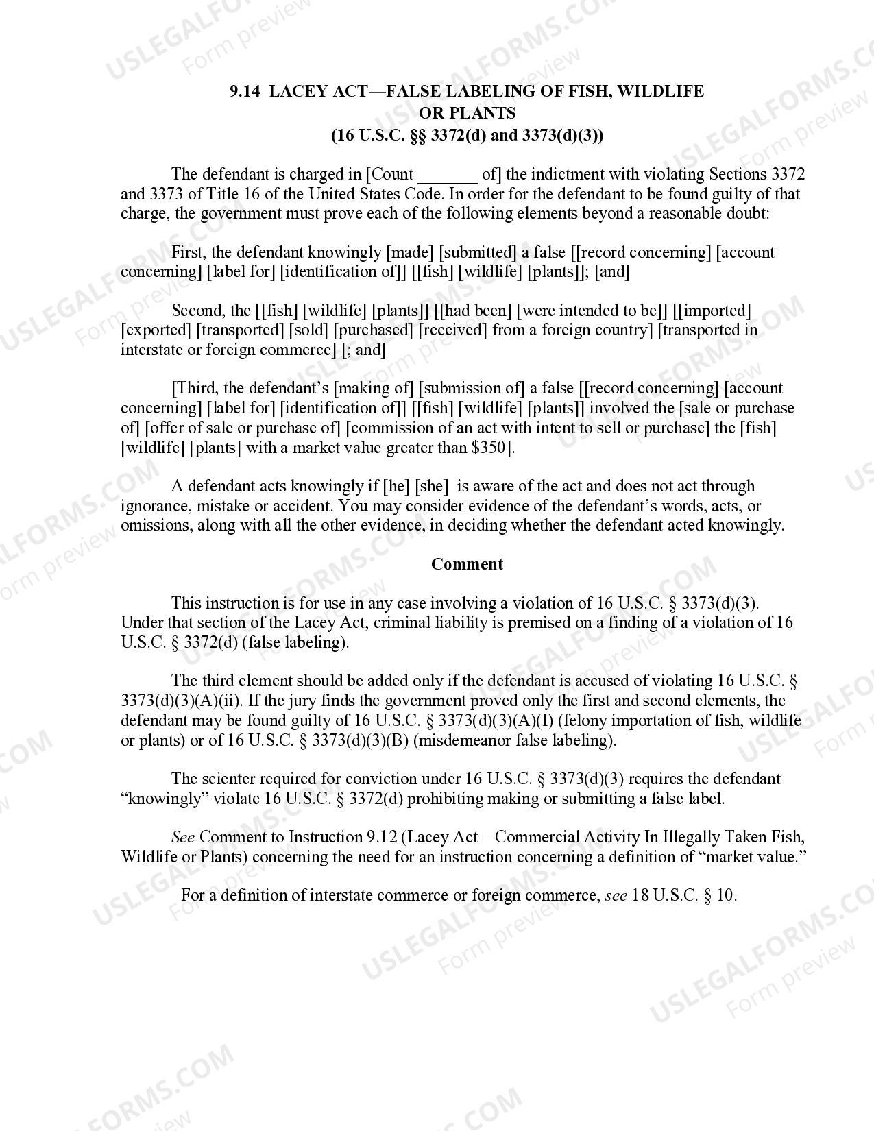 9.14 Lacey Act-False Labeling of Fish, Wildlife or Plants (16 U.S.C ...