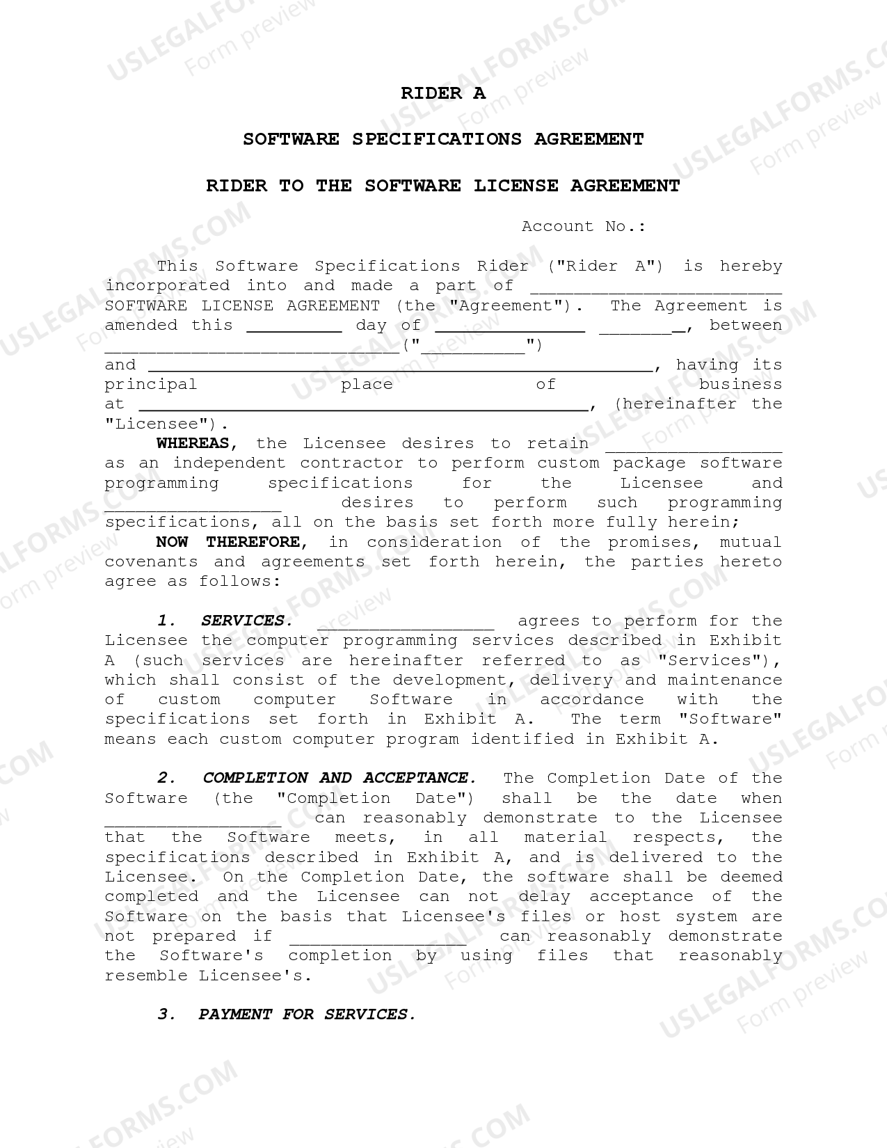 Puerto Rico Software Specifications Agreement | US Legal Forms