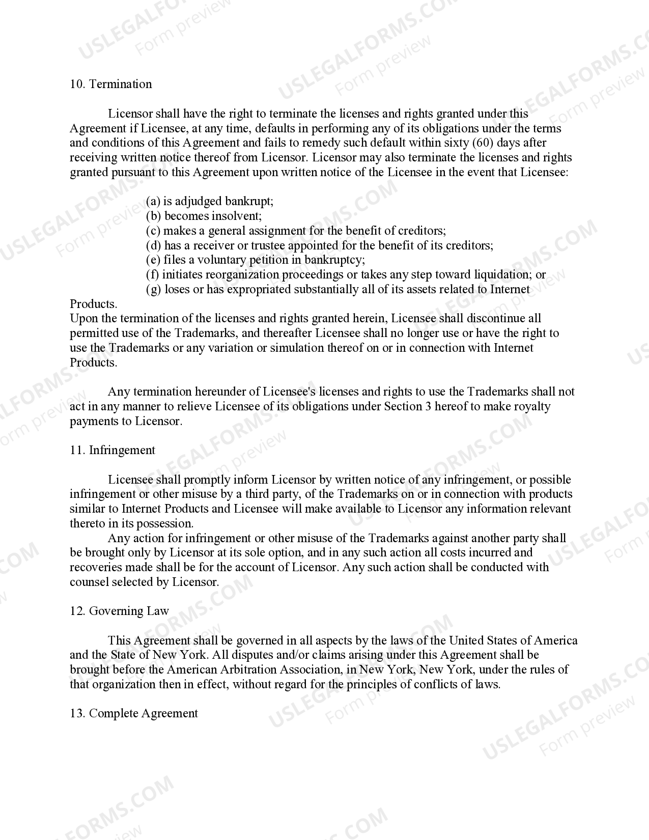 Nonexclusive Trademark License Agreement | US Legal Forms
