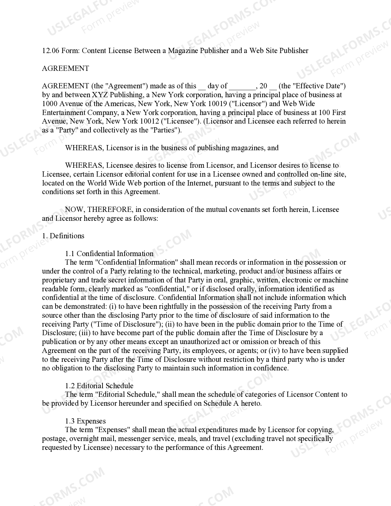 Content License Between a Magazine Publisher and a Web Site Publisher ...