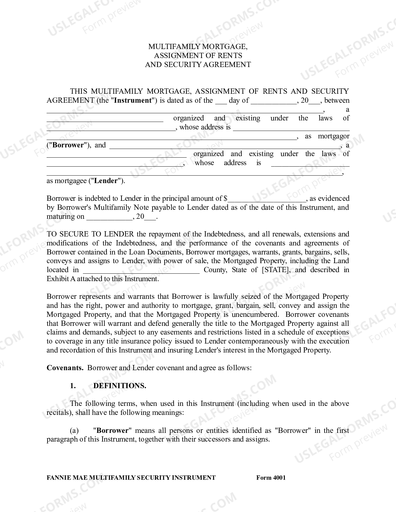 Multifamily Mortgage, Assignment of Rents and Security Agreement | US ...