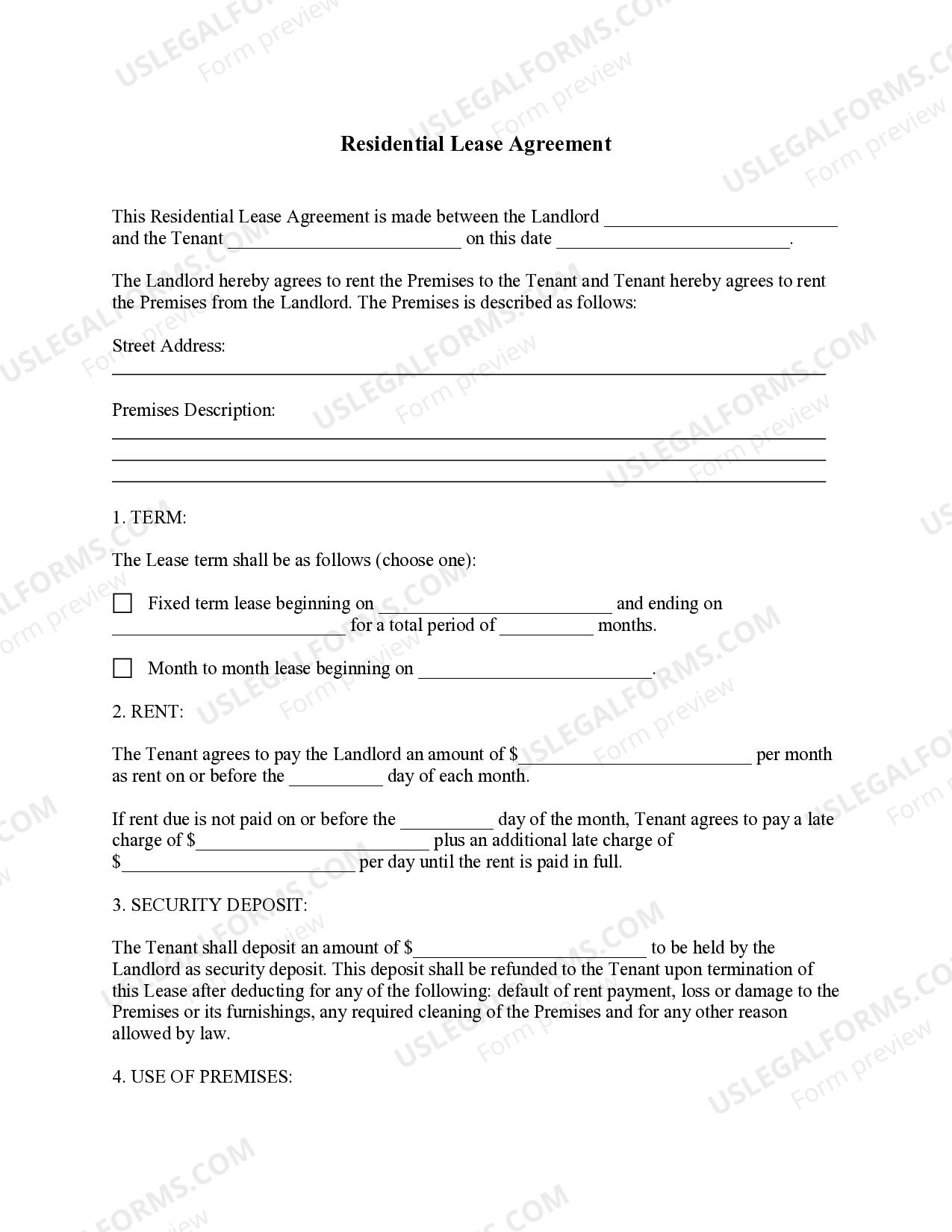 Basic Residential Lease Agreement | US Legal Forms