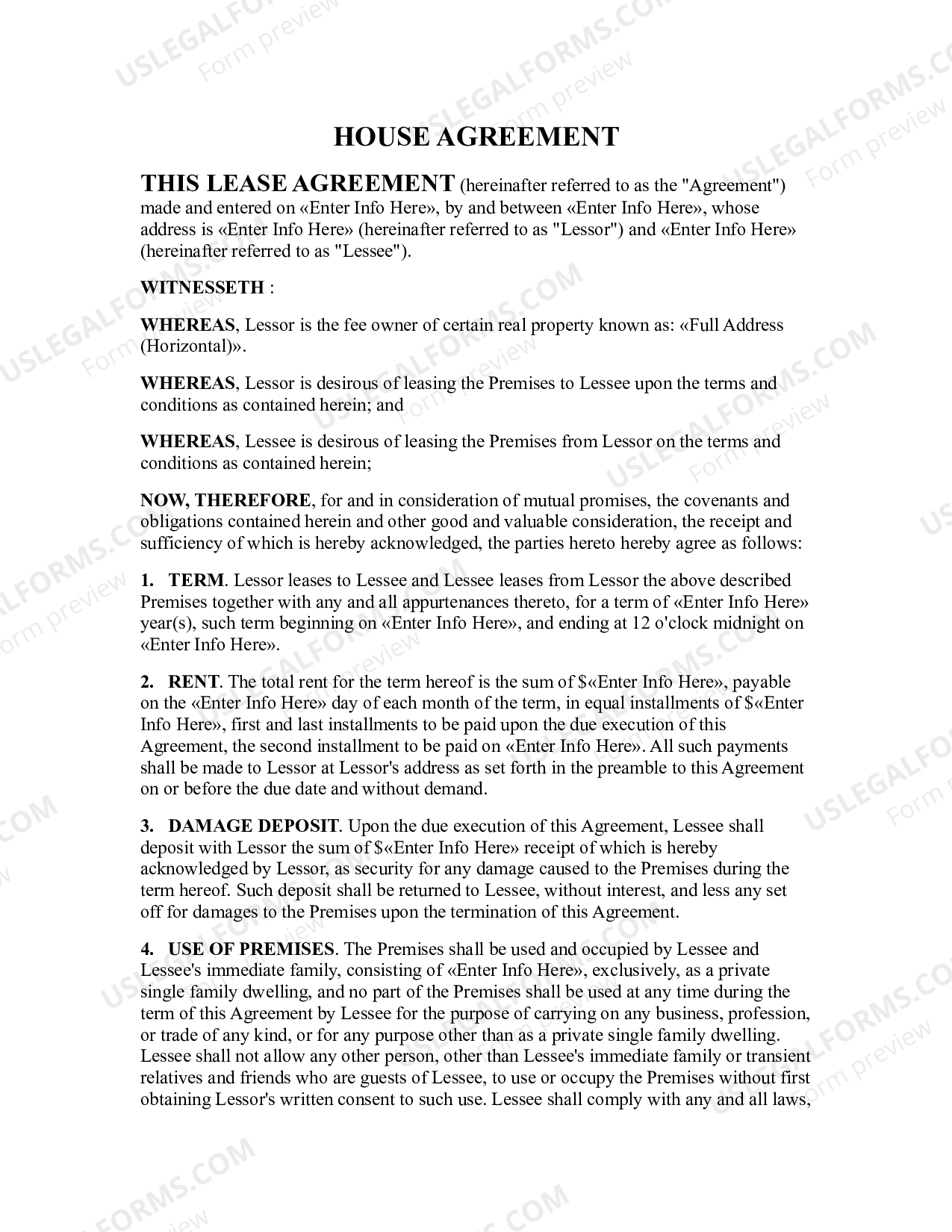 House Lease Agreement | US Legal Forms