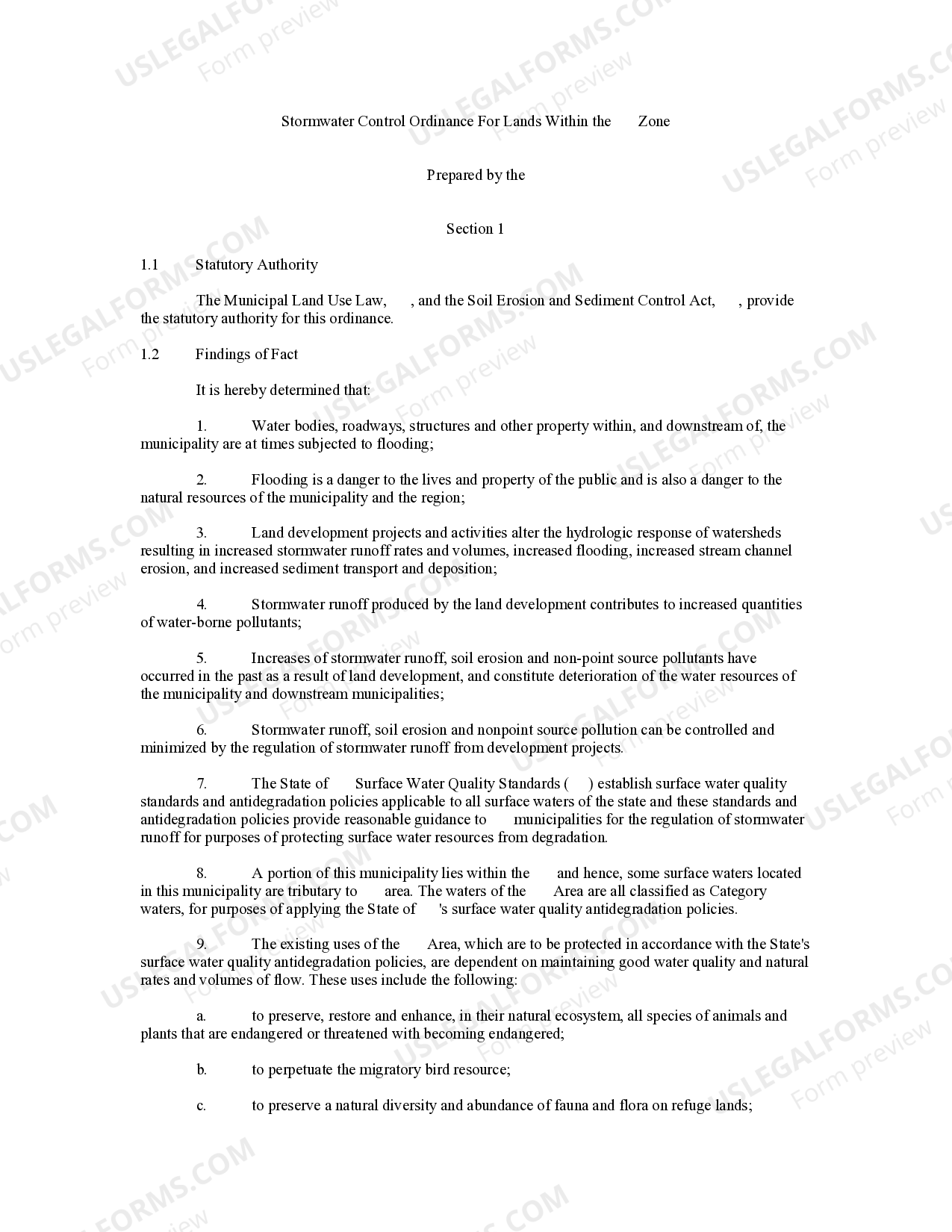 Stormwater Control Ordinance | US Legal Forms