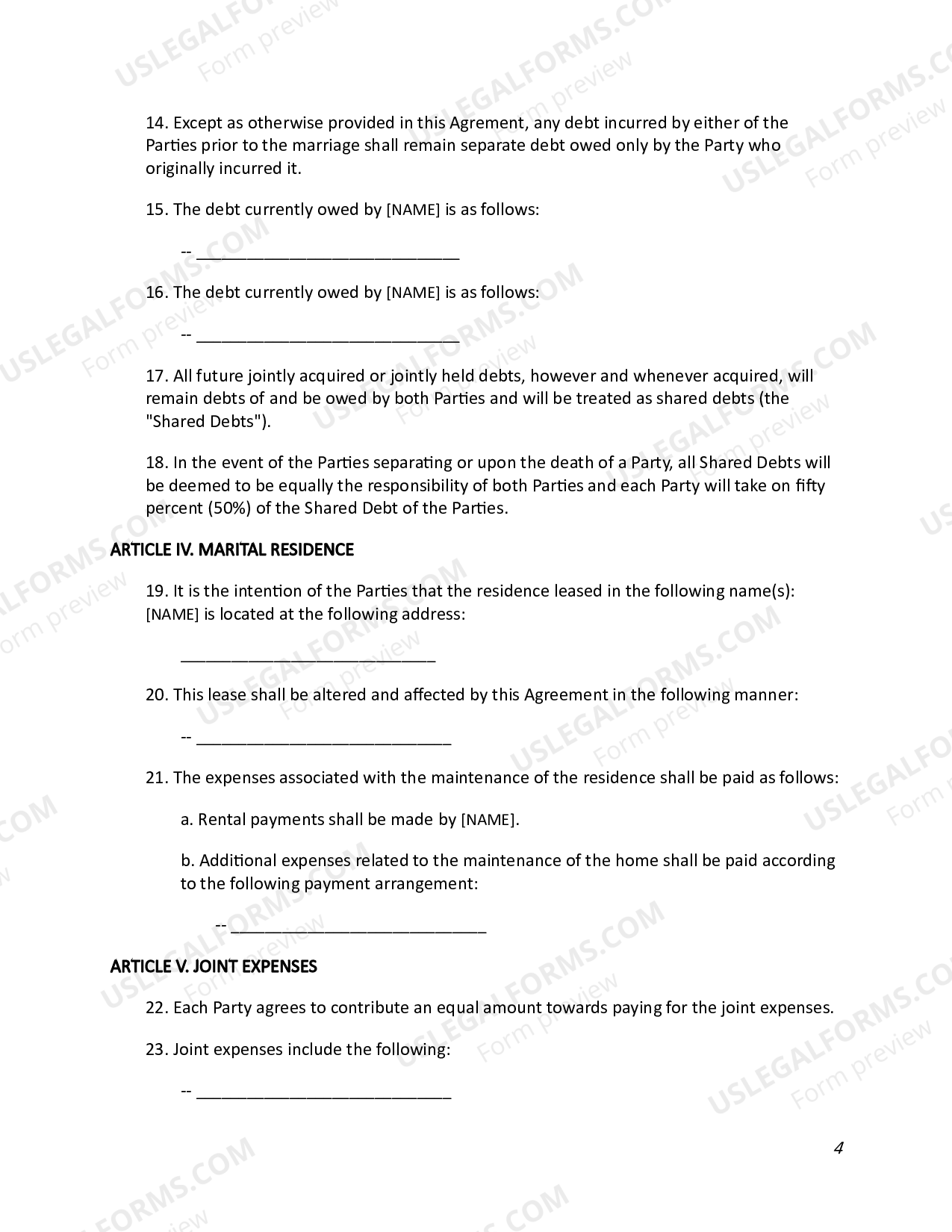 Prenuptial Agreement | US Legal Forms