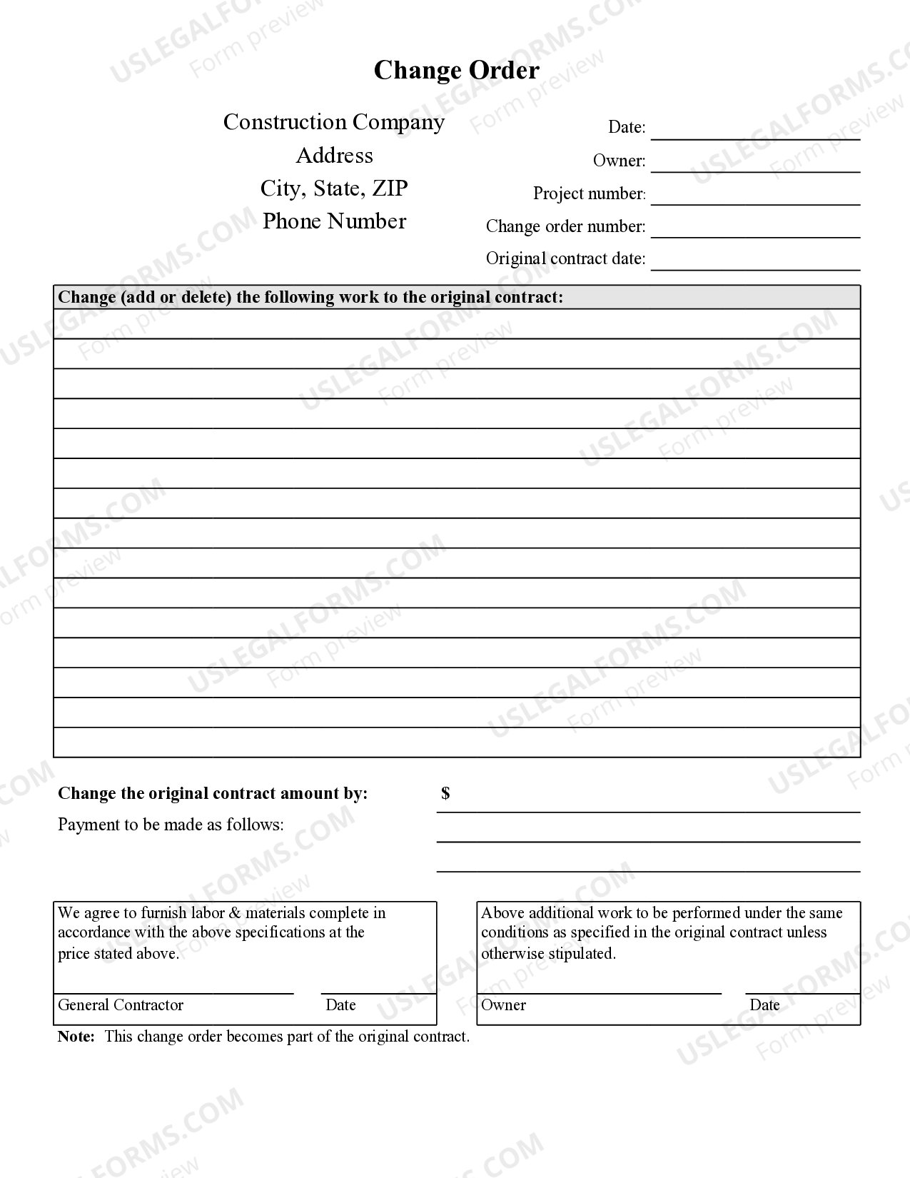 Maine Change Order | US Legal Forms