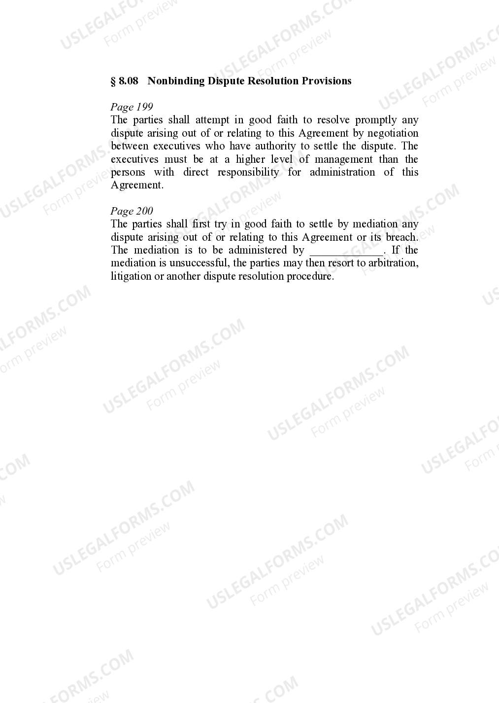 Nonbinding Dispute Resolution Provisions | US Legal Forms