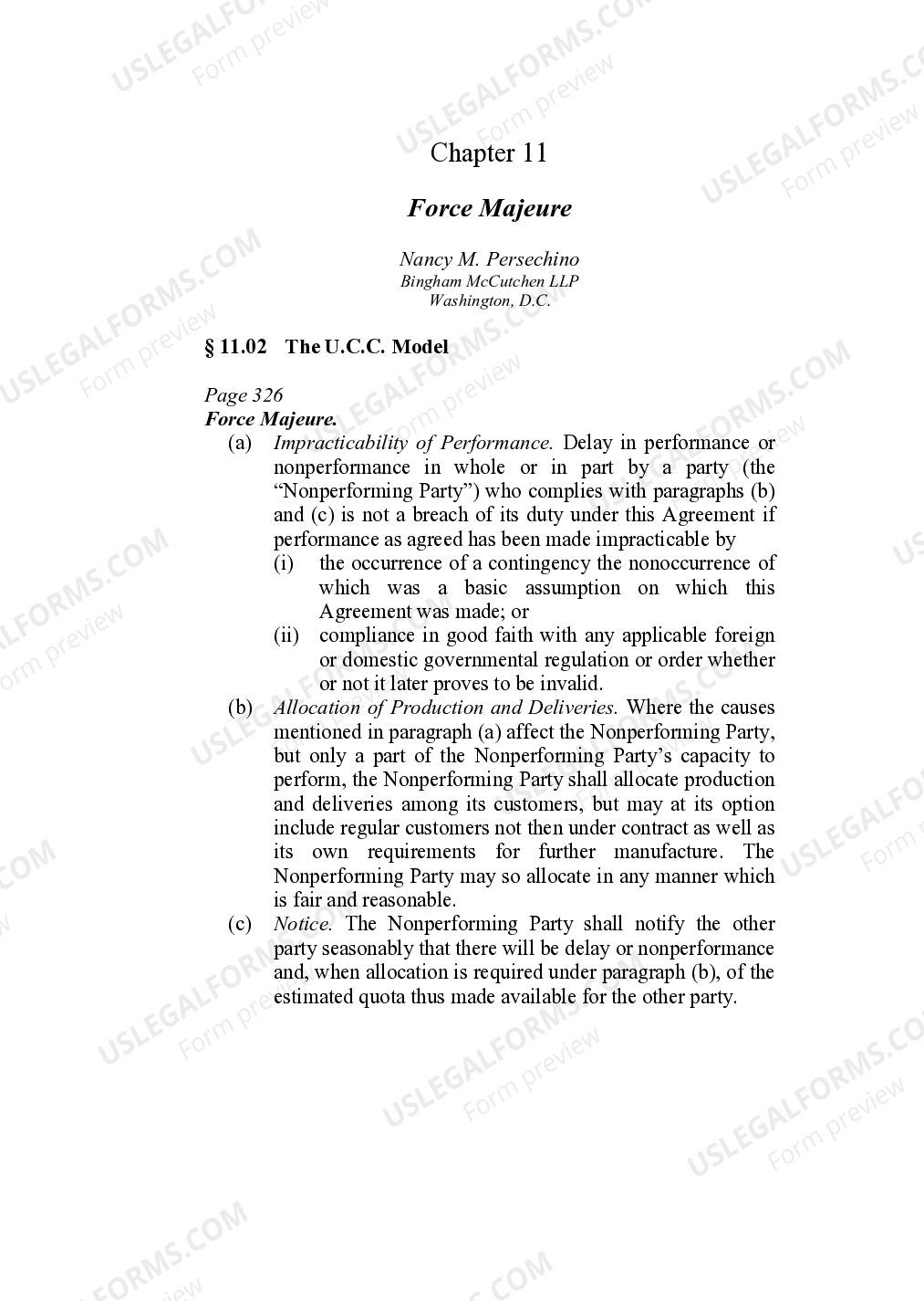 Force Majeure Provisions - The UCC Model - Force Majeure Clause Model ...