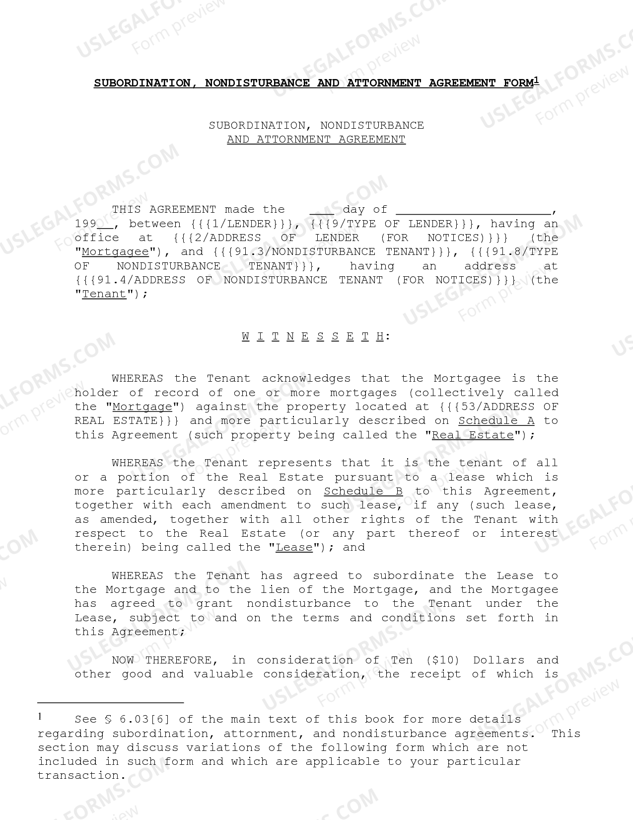 Subordination Nondisturbance and Attorney Agreement Form and ...