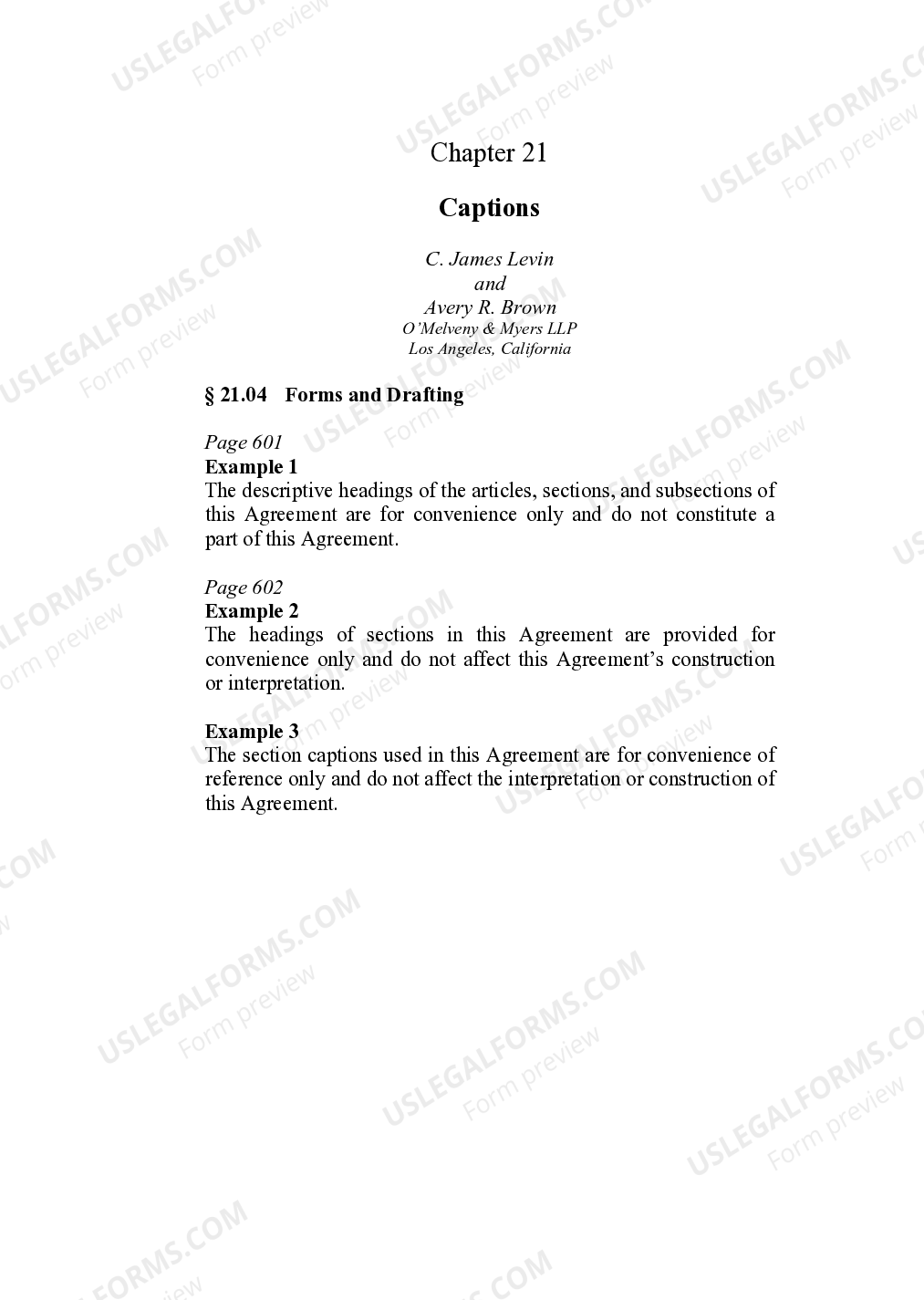 Caption Provisions - Forms and Drafting | US Legal Forms