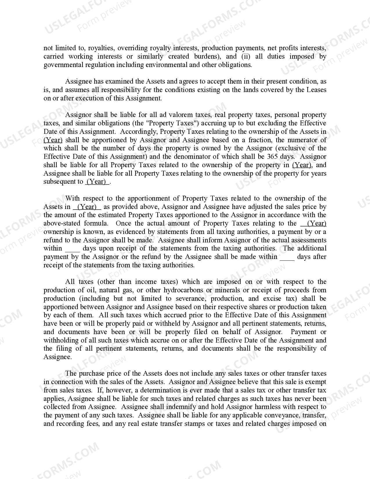 Assignment, Conveyance, and Bill of Sale of All Interest in Described Assets Long Form | US ...