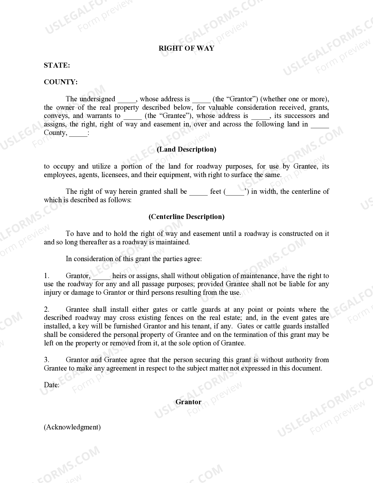 Right of Way | US Legal Forms