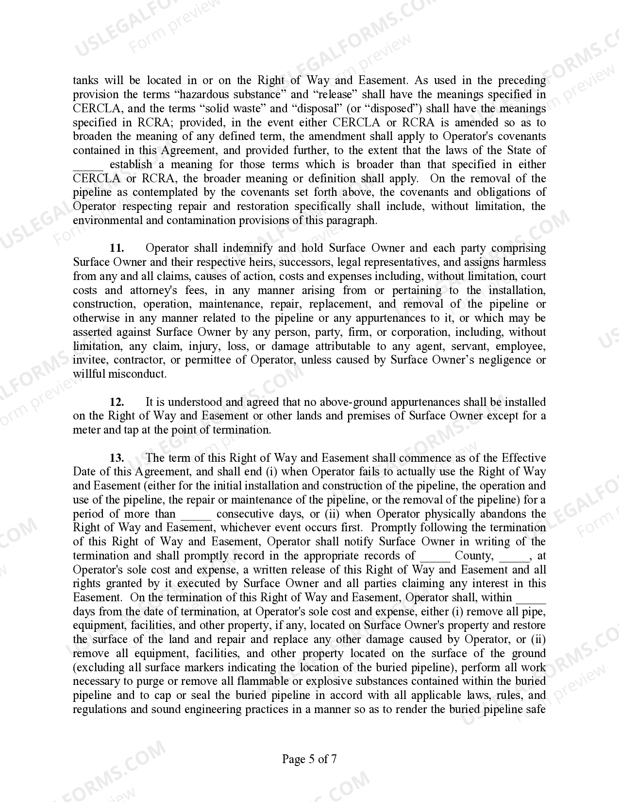 Right of Way and Easement Agreement (Oil and Gas Pipeline) - Right Of ...