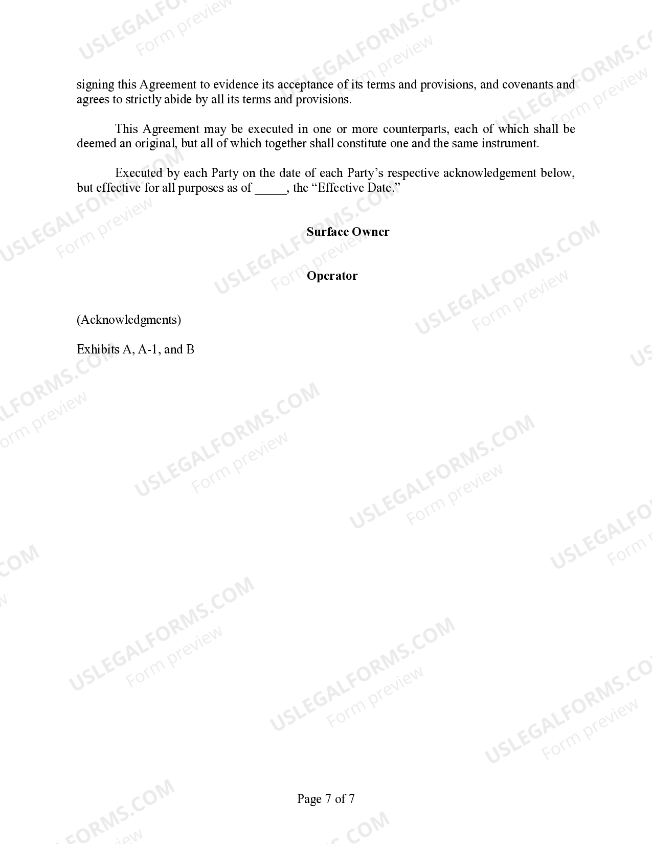 Right of Way and Easement Agreement (Oil and Gas Pipeline) - Right Of ...