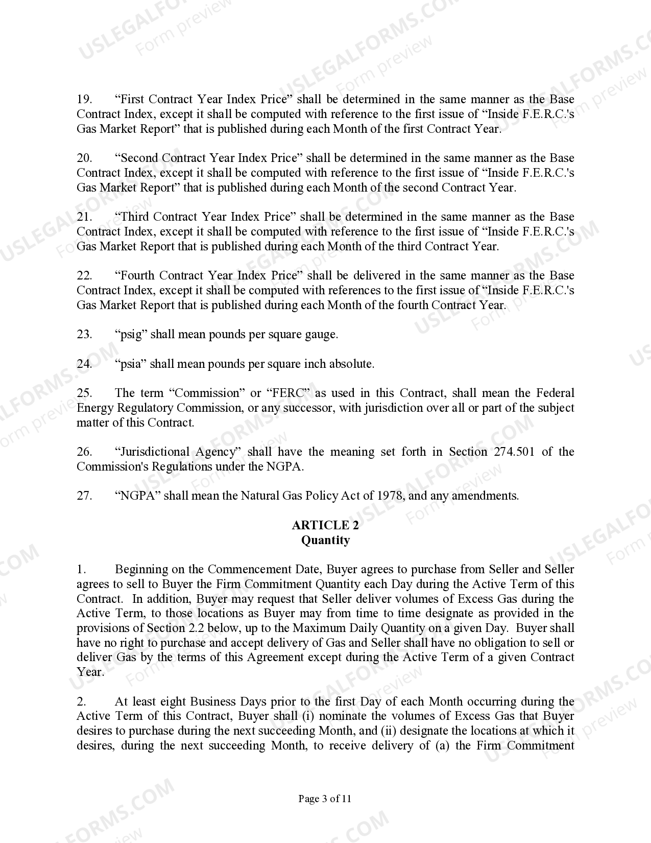 Gas Sales Contract | US Legal Forms