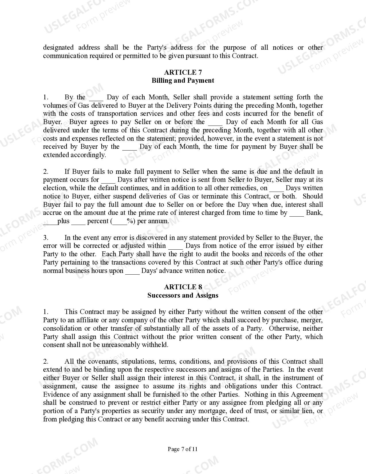 Gas Sales Contract | US Legal Forms