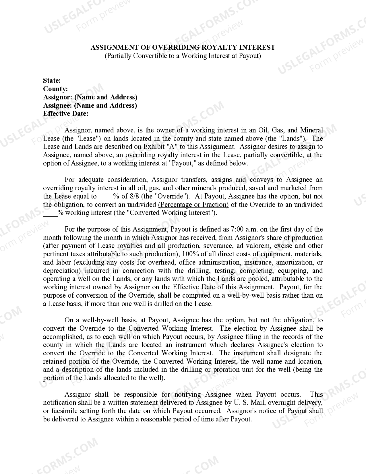 Assignment of Overriding Royalty Interest Partially Convertible to A ...