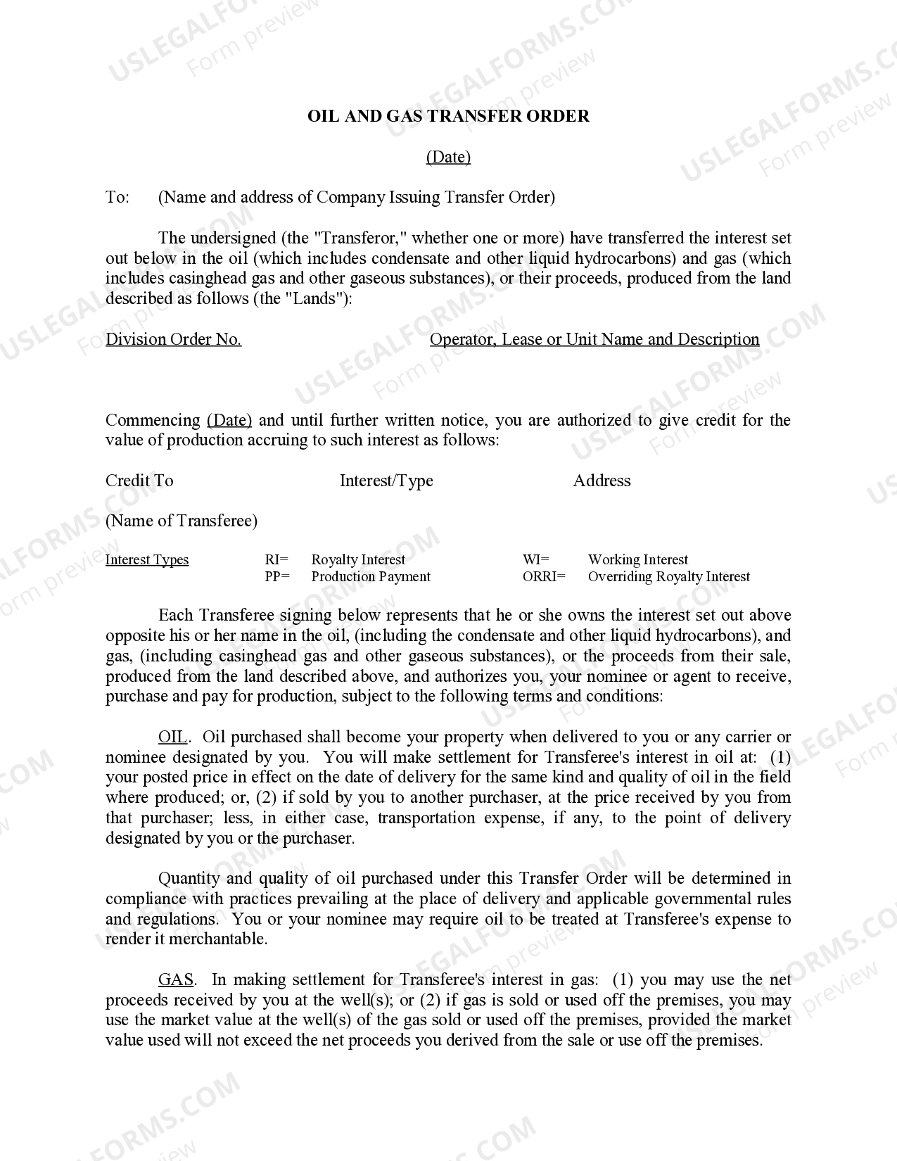 Oil and Gas Transfer Order - How To Properly Fill Out A Division Order ...