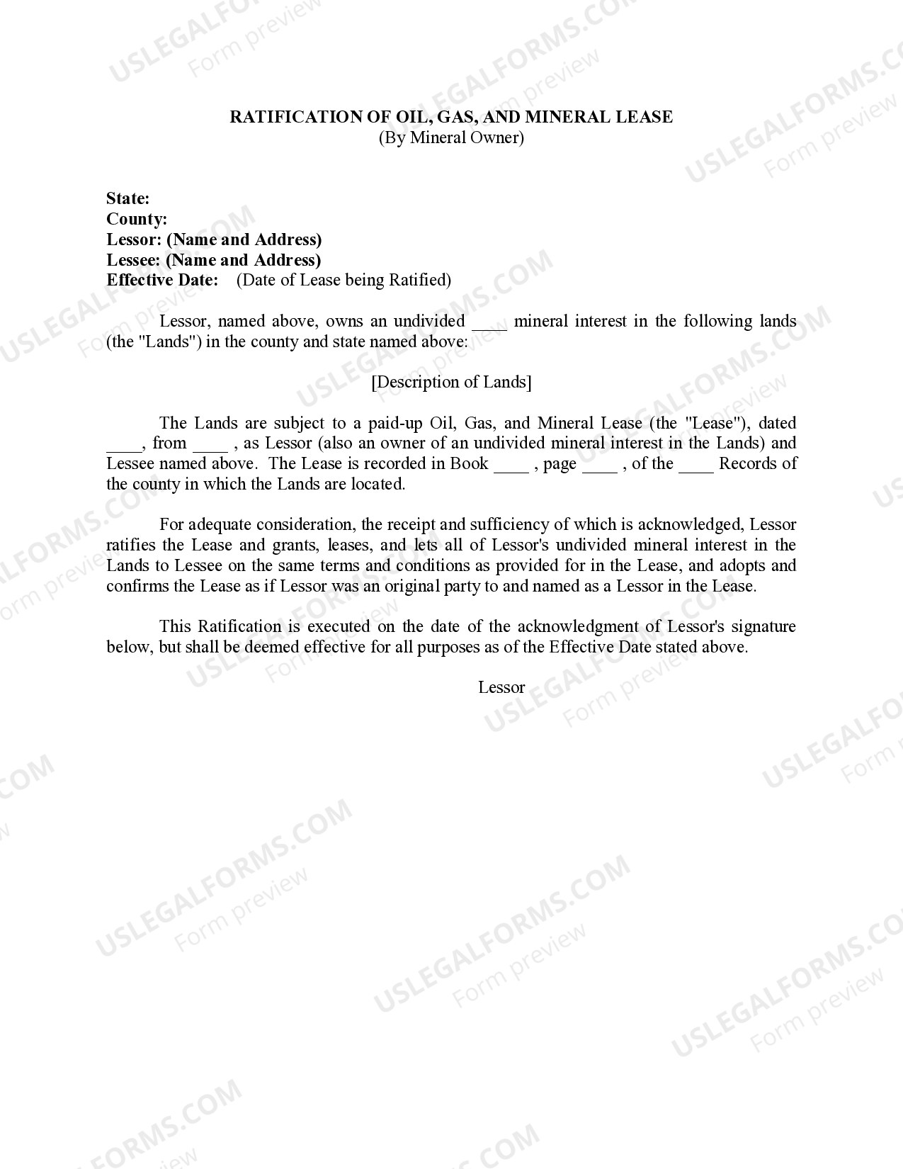 Ratification of Oil, Gas - Oil Gas Ratification | US Legal Forms